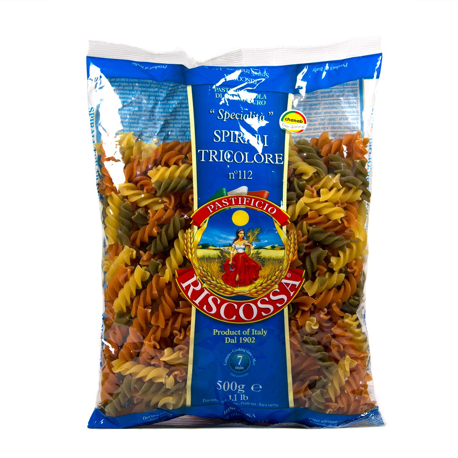 Riscossa Spirali Tricolor Pasta, 500g - Chenab Gourmet
