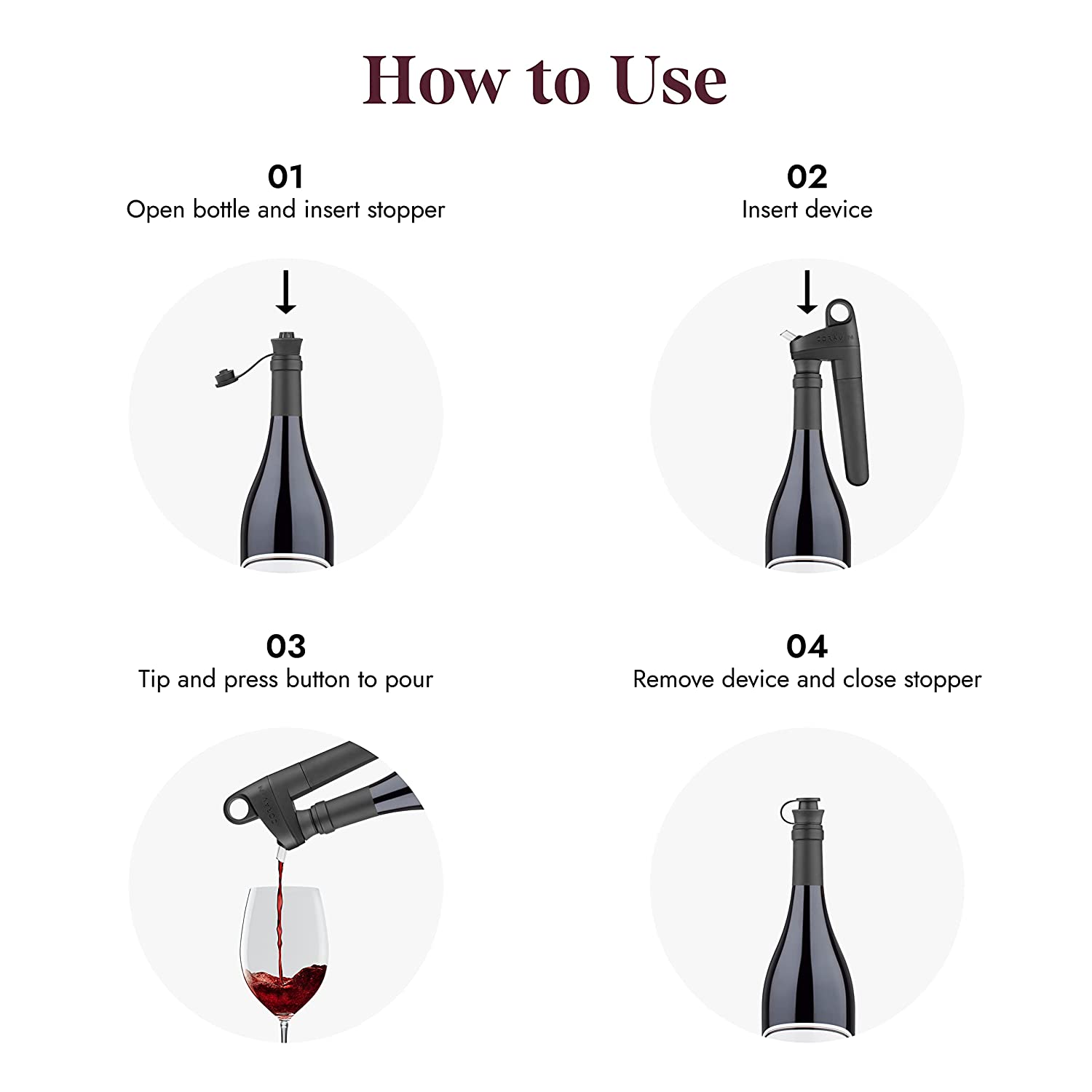 Coravin Pivot Stoppers - 6 Wine Bottle Stoppers for Coravin Pivot Wine ...