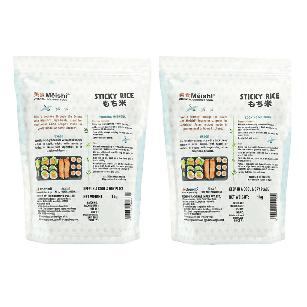 Meishi White Sticky Rice | 1kg | Pack of 2 | Gluten Free