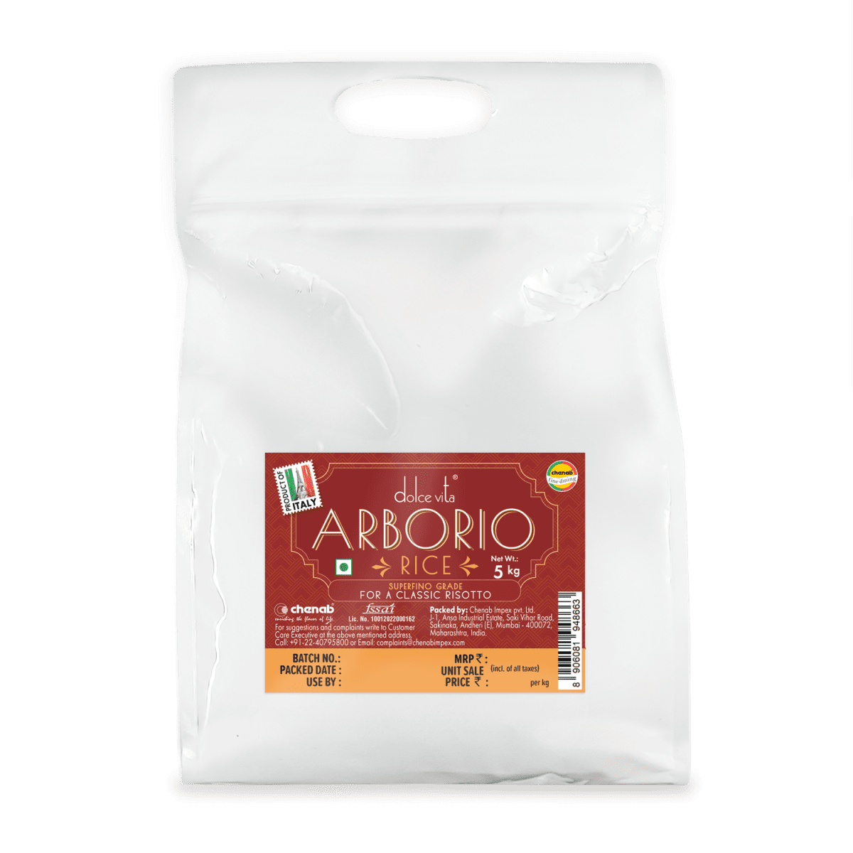 Dolce Vita Italian Superfino Arborio Rice - Chenab Gourmet