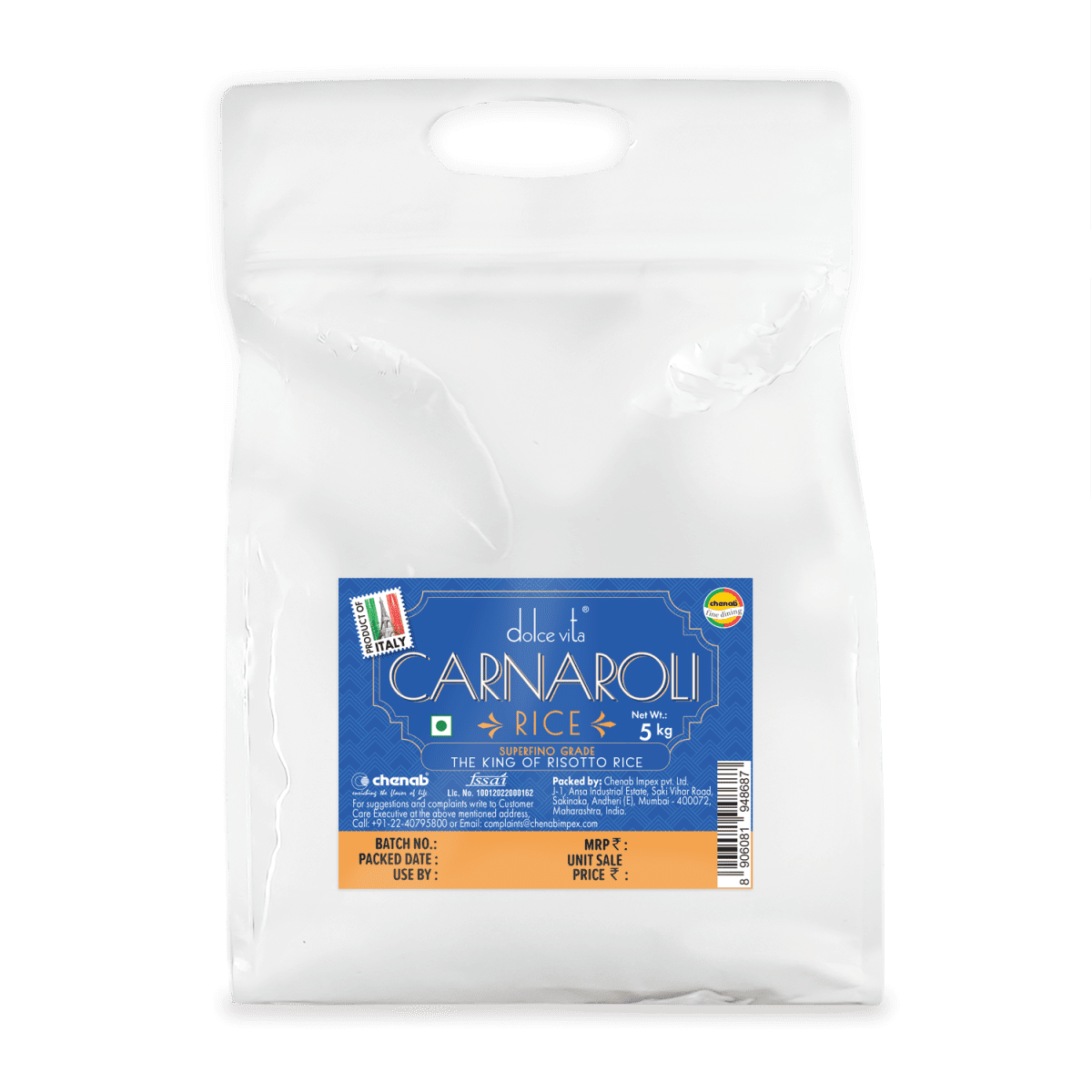 Dolce Vita Italian Superfino Carnaroli Rice - Chenab Gourmet