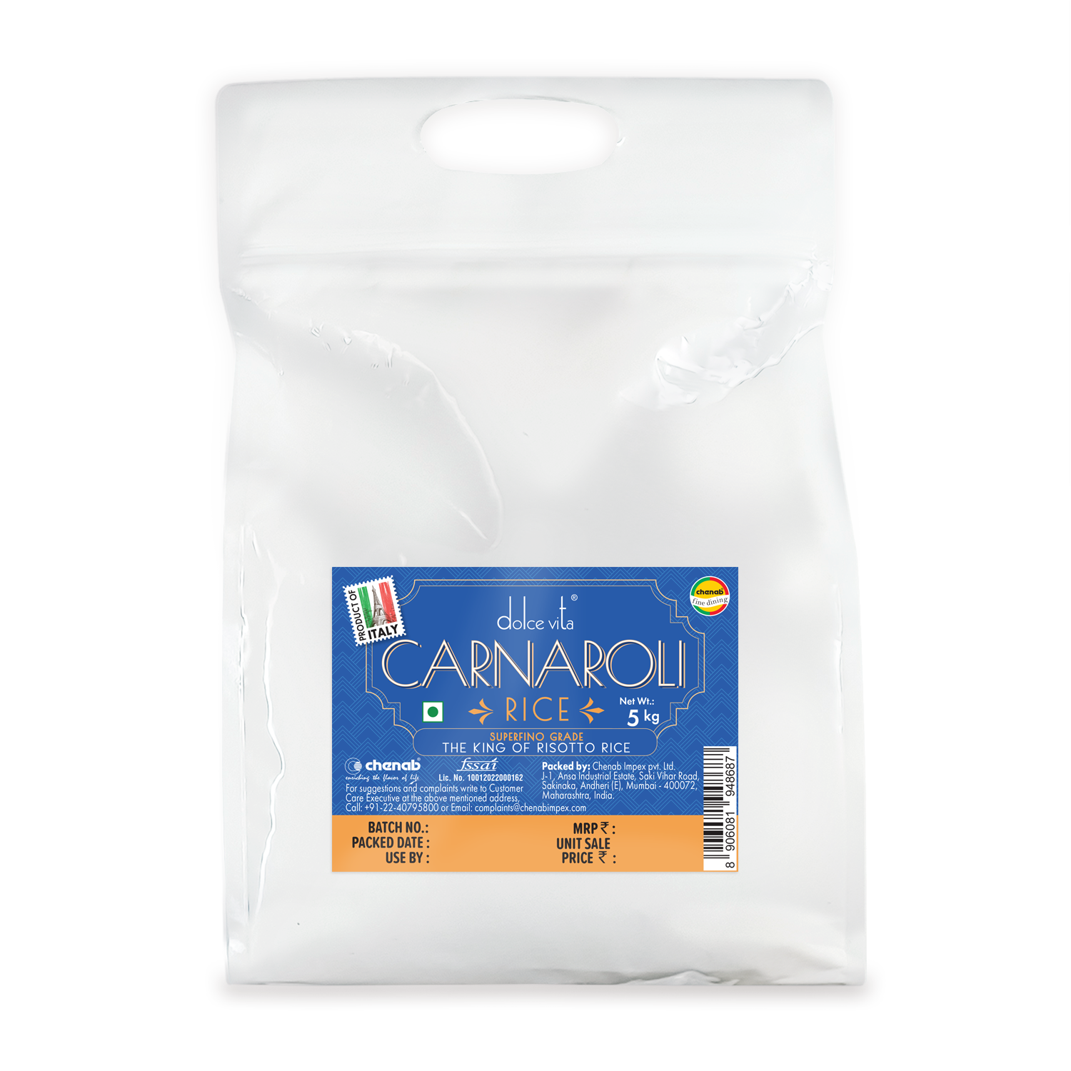 Dolce Vita Italian Superfino Carnaroli Rice - Chenab Gourmet